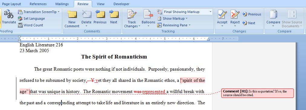Using Microsoft Word’s tracking feature | HG Edits